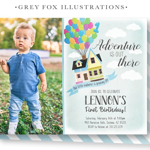 Dis Ney Pixar up Movie Birthday Party Invite One Banner | Etsy