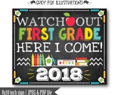 Items similar to Watch Out First Grade Here I Come Sign, School Sign ...