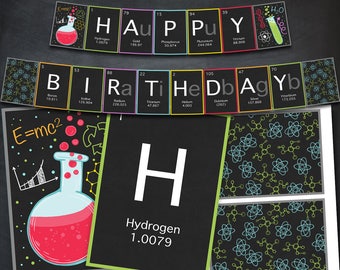Periodic Table Banner Happy Birthday Name Science Birthday | Etsy