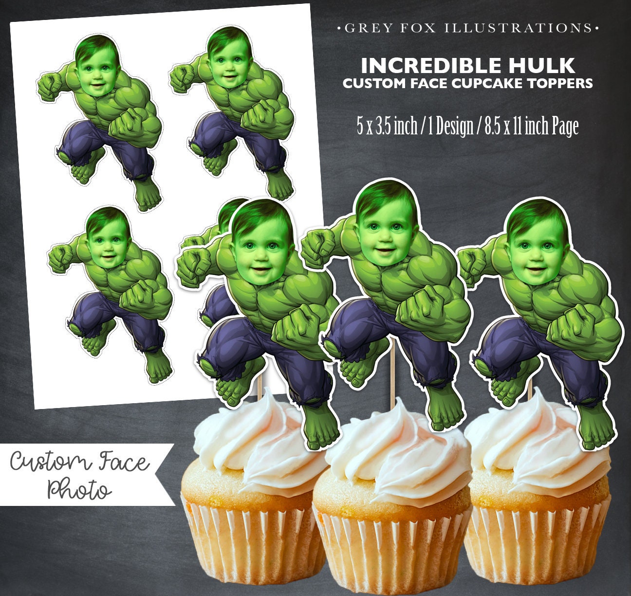 Hulk Cupcake Toppers