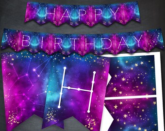 Galaxy Birthday Banner - Etsy