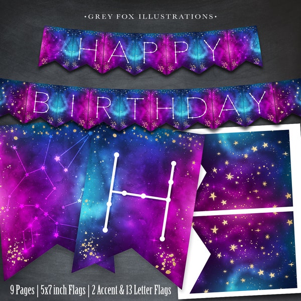 Galaxy Birthday Banner - Etsy
