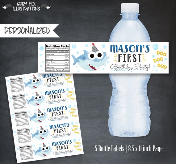 Baby Shark Bottle Labels, Shark Labels, Shark Favors, Shark Juice ...