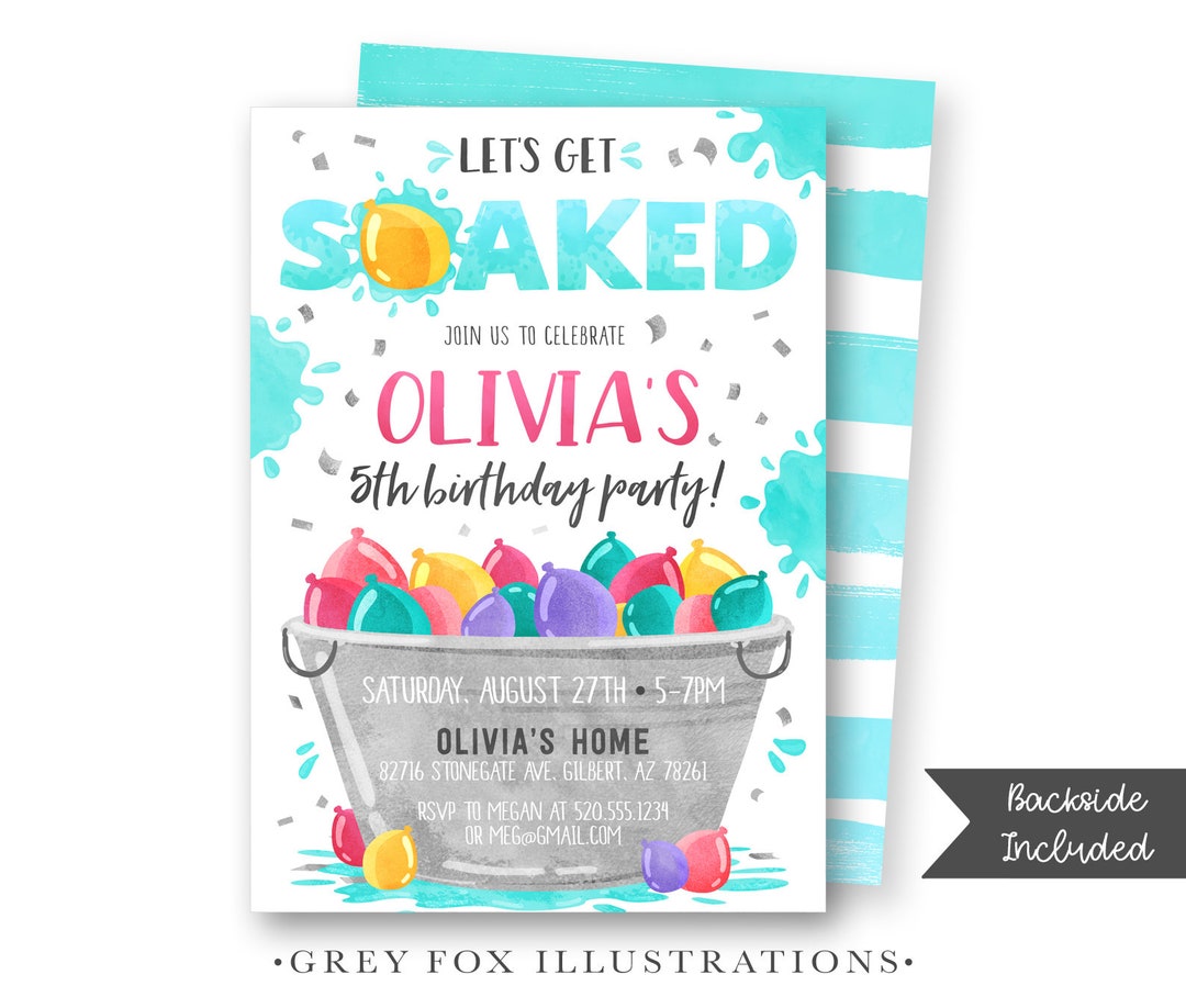 Water Balloon Invitation Water Balloon Party Invitation - Etsy