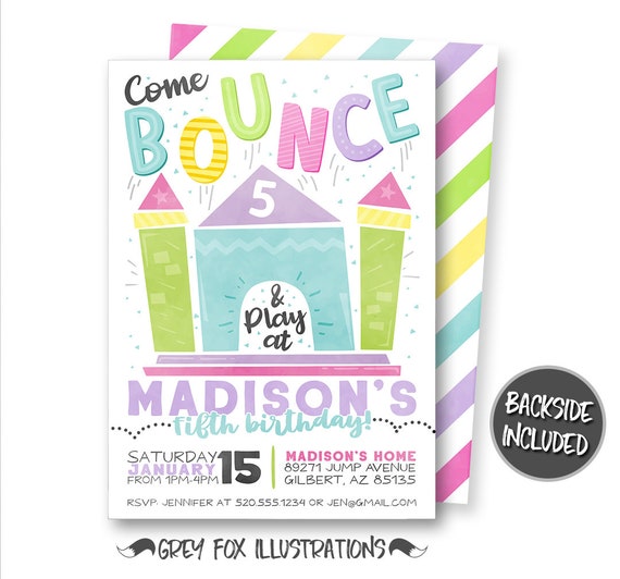 Bounce House Invitation, Jump Birthday Invitation, Bounce Invitation ...