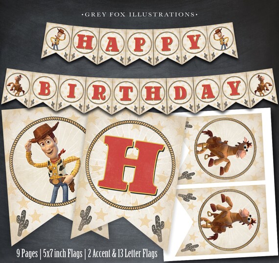 Toy Story Birthday Banner, Woody Happy Birthday Banner, Printable ...