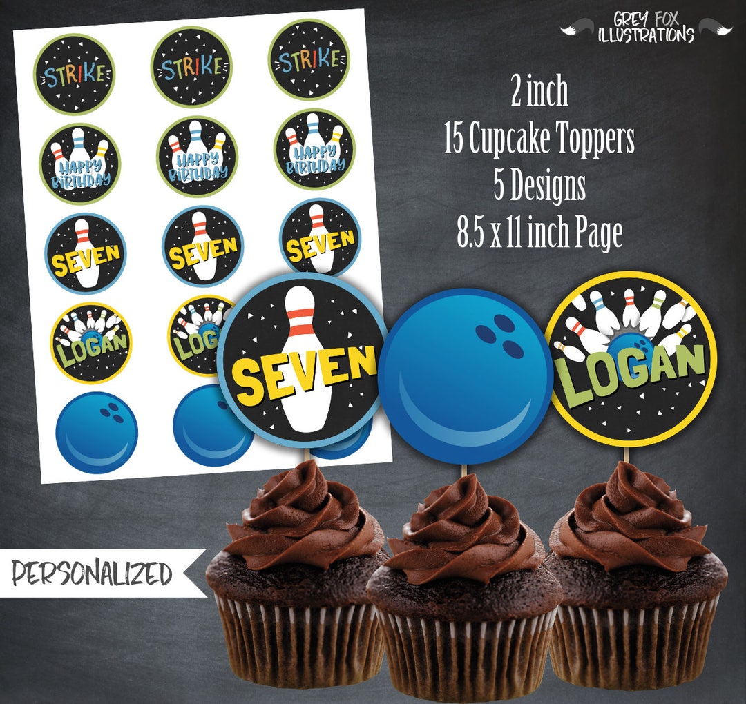 Bowling Cupcake Toppers Bowling Favors Bowling Tags Bowling - Etsy