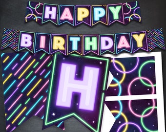 Neon Birthday Banner | Etsy