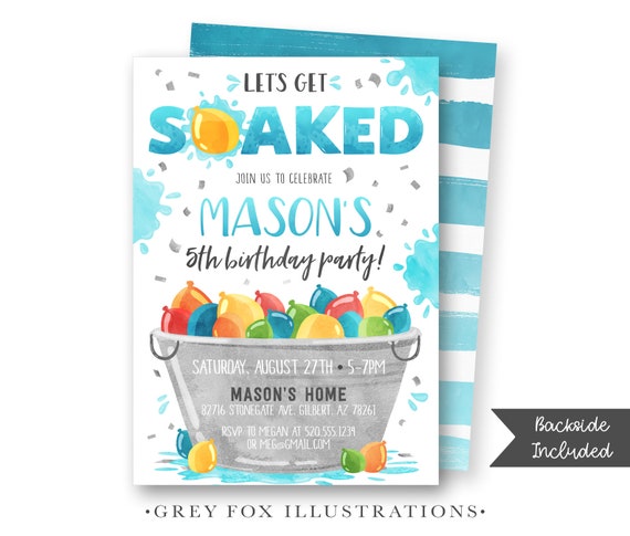 Water Balloon Invitation, Water Balloon Party Invitation, Water Balloon ...