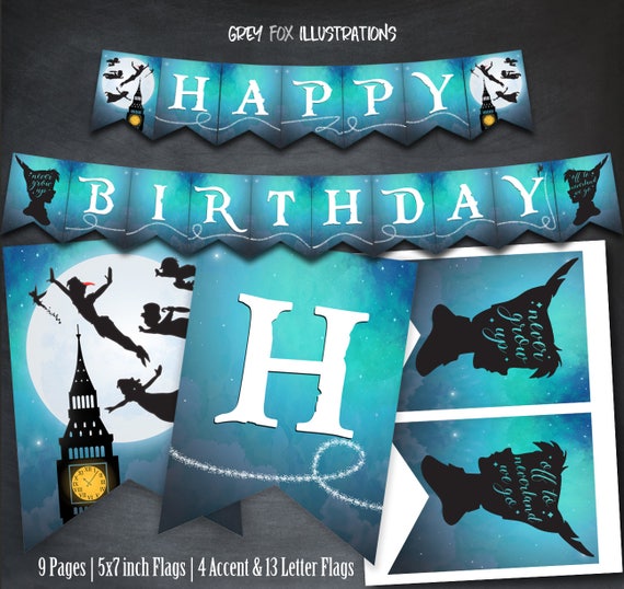 Peter Pan Banner, Peter Pan Birthday Banner, Neverland Banner, Peter ...