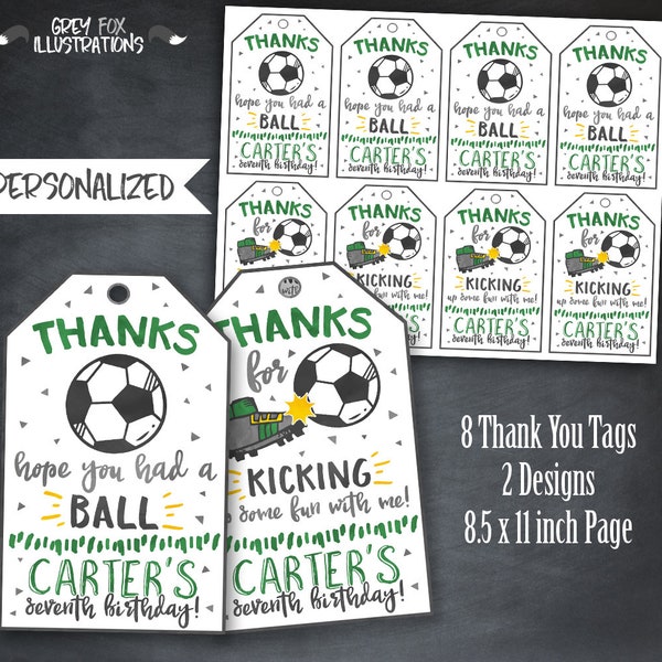 Soccer Thank You Tag - Etsy