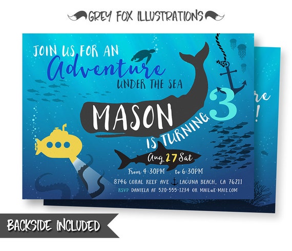 Submarine Invitation, Scuba Diving Invitation, Under Sea Adventure ...