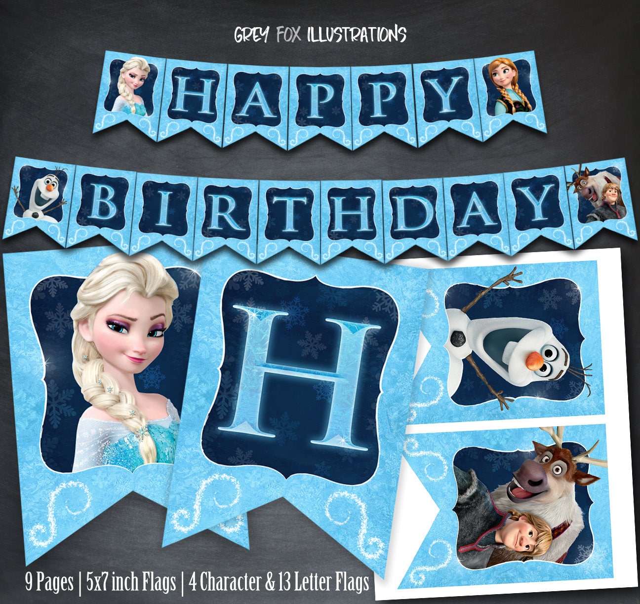 Frozen Happy Birthday Banner Printable