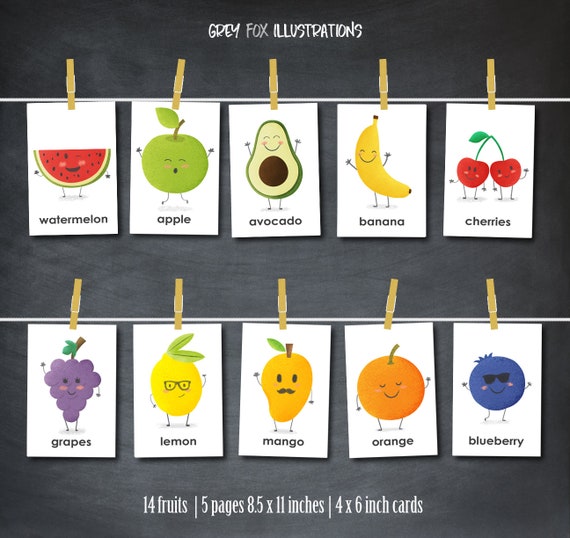 Fruits flash cards, Fruits card set, Learning Fruits Card set ...