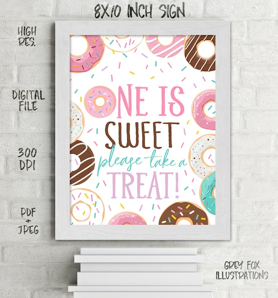 One is Sweet Please take a treat Donuts Sign, Donuts Sign, Donut Party ...