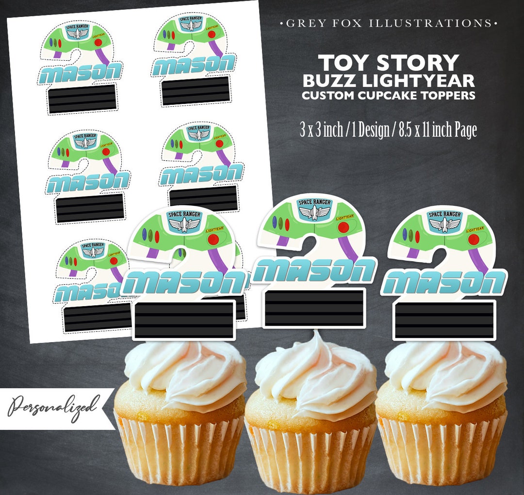 Buzz Lightyear Cupcake Toppers With Custom Name Toy Story - Etsy