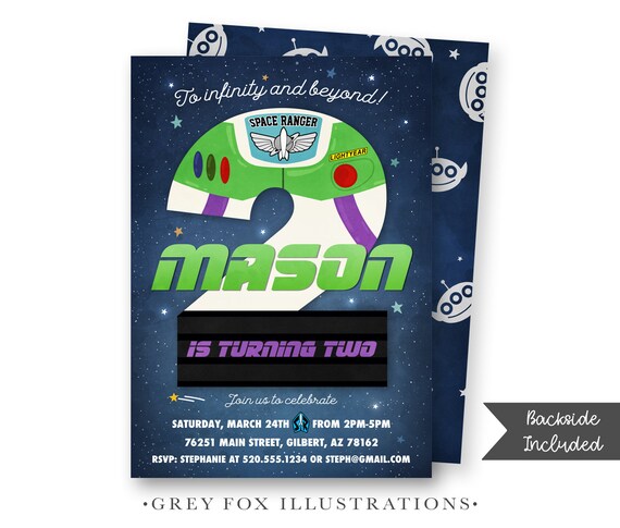 Buzz Lightyear Invitation, Buzz Lightyear Birthday Invitation, Lighyear ...