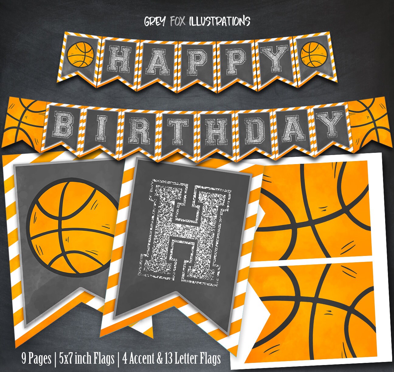 Basketball Banner Basketball Happy Birthday Banner Etsy