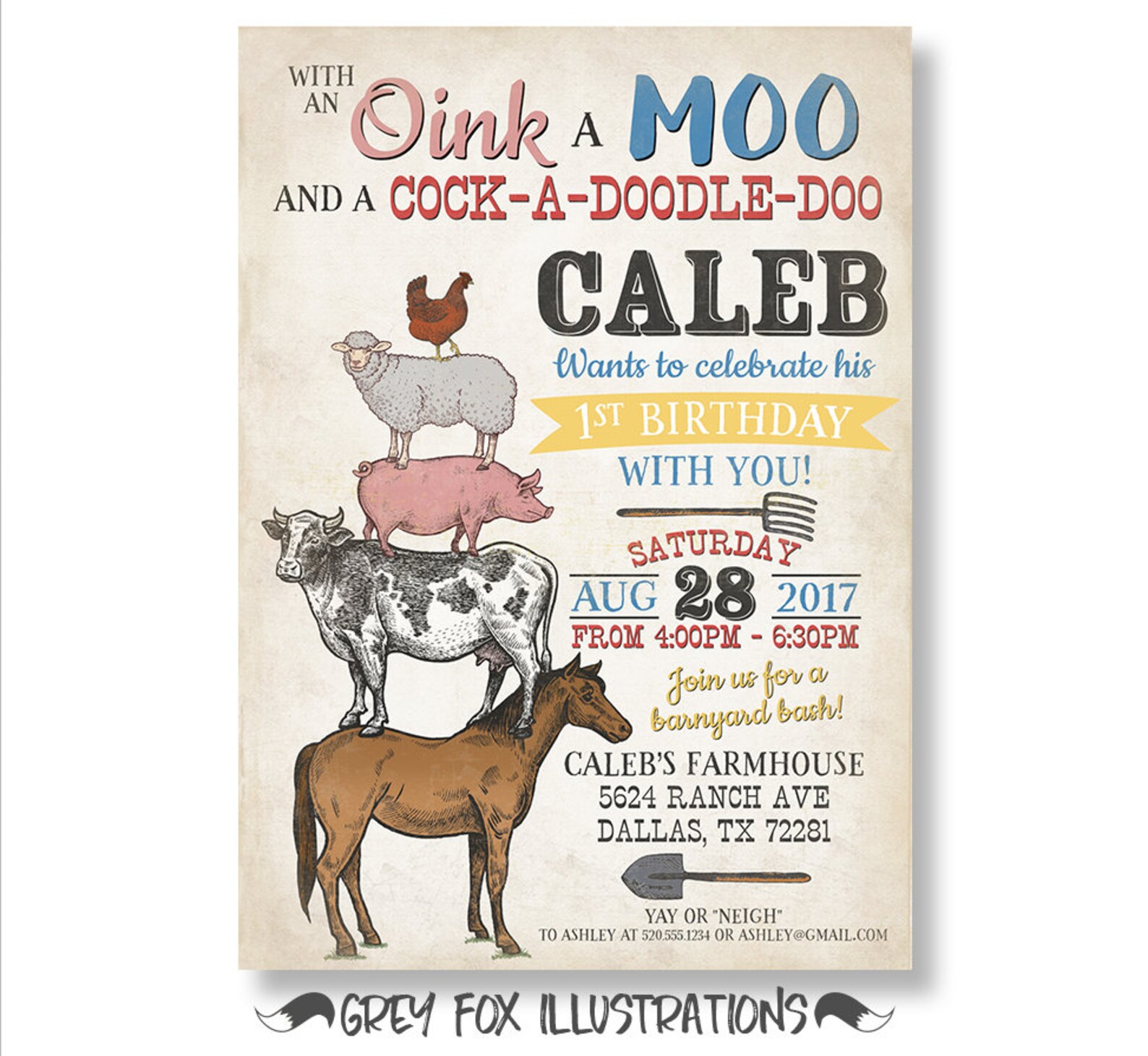 Farm Invitation Farm Animals Invitation Barnyard Invitation - Etsy