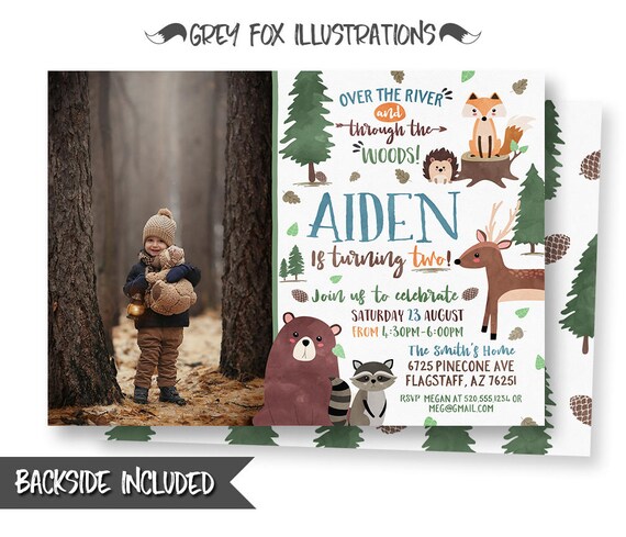 Woodland Animals Picture Invitation, Woodland Invitations, Wild One ...