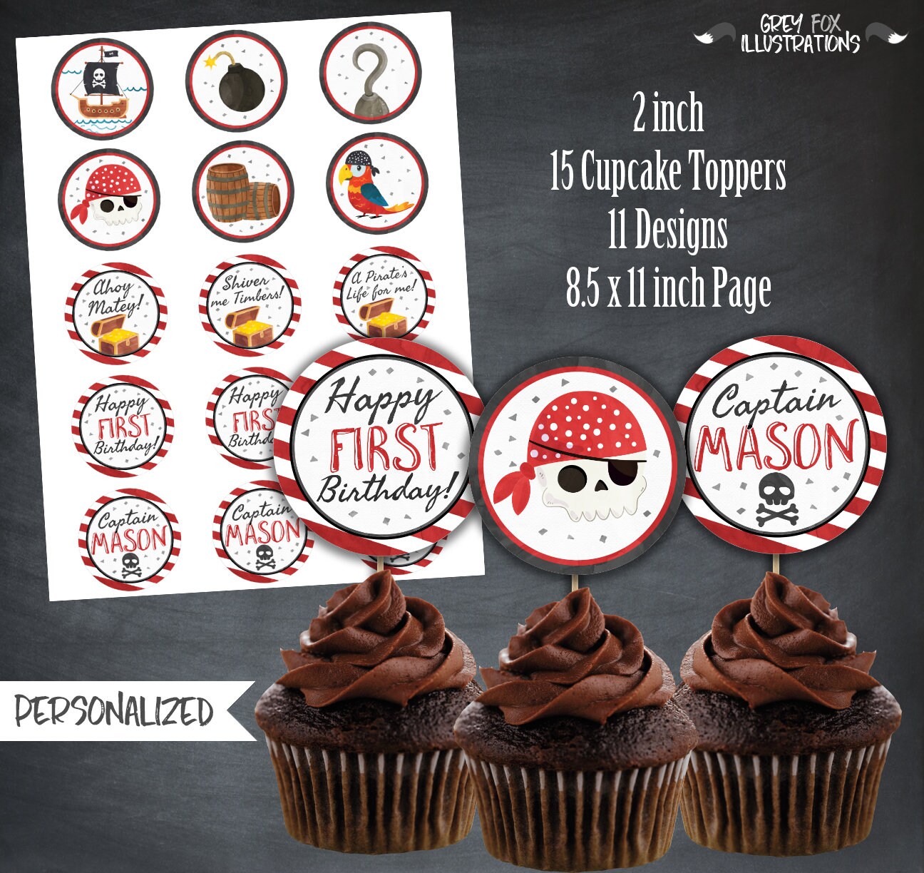 Pirate Ship Cupcake Toppers