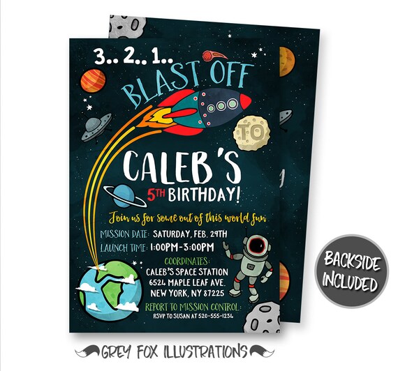 Space Invitation, Space Birthday Invitation, Outer Space Invitation ...