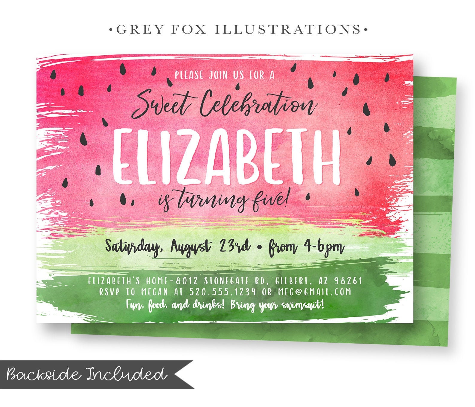 Sweet One Watermelon Birthday Invitation Personalized Watermelon ...