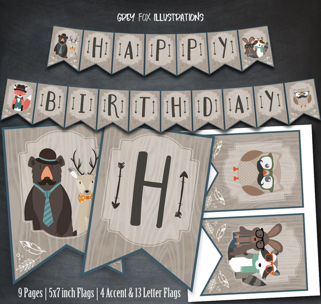 Woodland Animals Banner Forest Animals Banner Animals - Etsy
