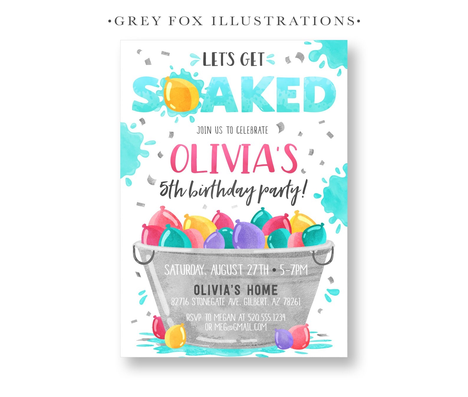 Water Balloon Invitation Water Balloon Party Invitation - Etsy