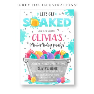 Water Balloon Invitation Water Balloon Party Invitation - Etsy