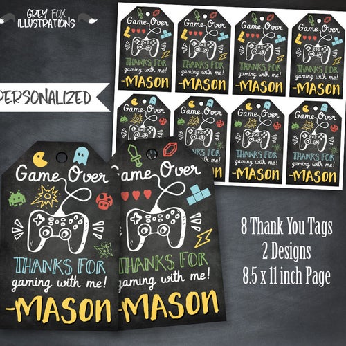 Gamer Thank You Tags Instant Download Video Game Party Tags - Etsy