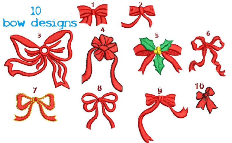 10 Bow Filled Machine Embroidery Designs Digital Download - Etsy