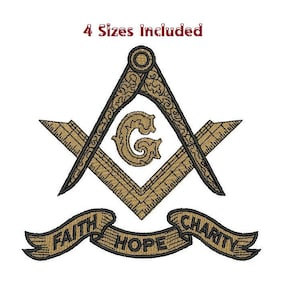 Masonic Compass 4sizes Digitized Filled Machine Embroidery Design ...