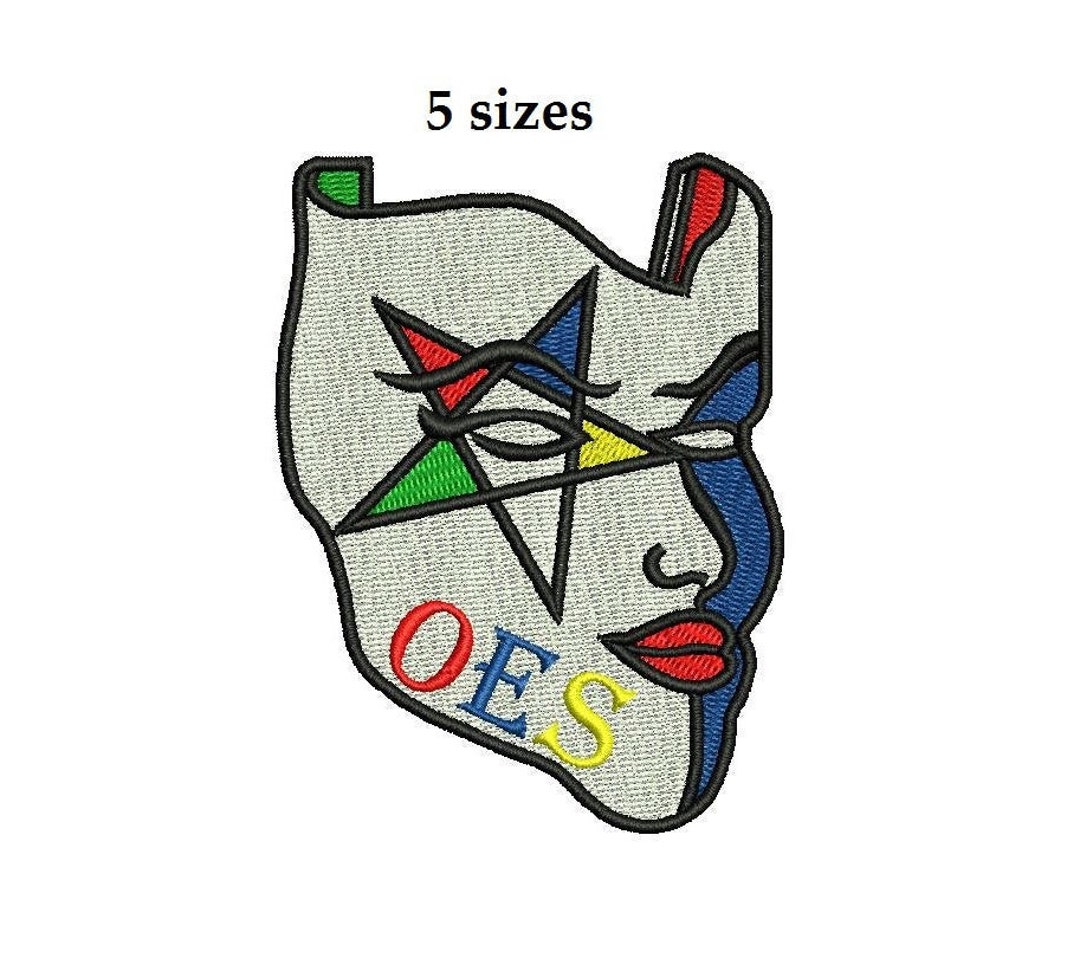 Eastern Star OES Mask 5sizes Digitized Filled Machine Embroidery Design ...