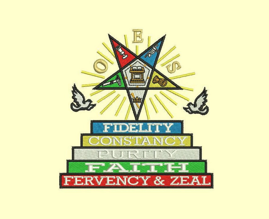 OES Eastern Star 2sizes Digitized Filled Machine Embroidery Design ...