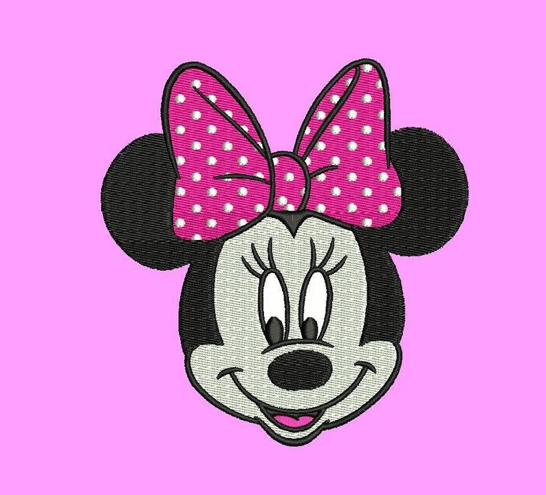 Minnie Face 4 Sizes Digitized Filled Machine Embroidery Design Digital ...