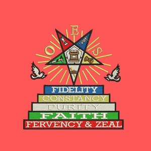 OES Eastern Star 2 Jacketback Sizes Digitized Filled Machine Embroidery ...