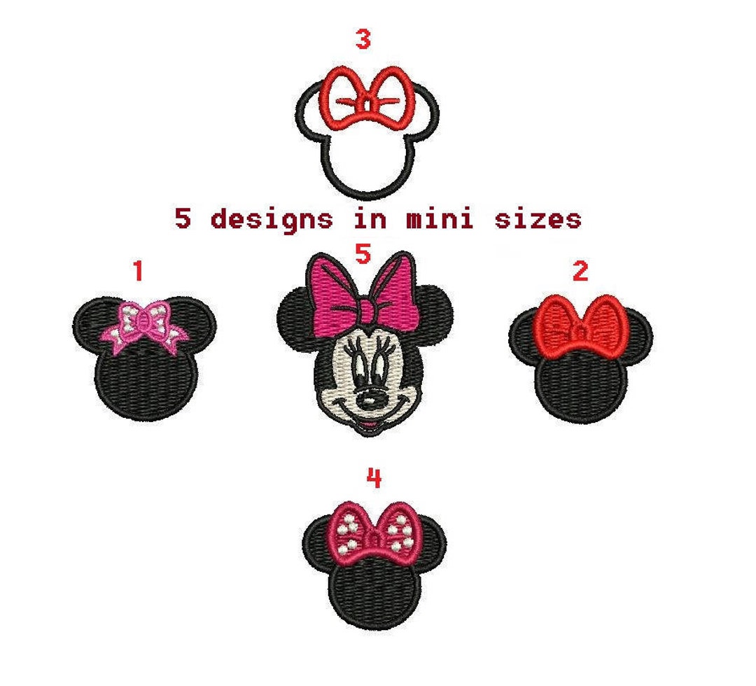 5 Minnie Digitized Filled Machine Embroidery Designs Digital Download ...