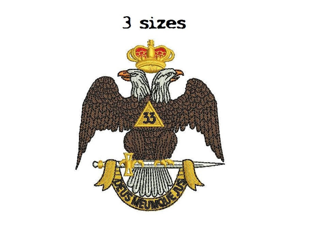 Scottish Rite 33 Wings Down 3sizes Digitized Filled Machine Embroidery ...