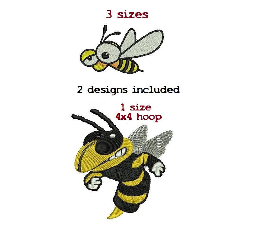 2 Bee Designs Digitized Machine Embroidery Designs Digital Download - Etsy