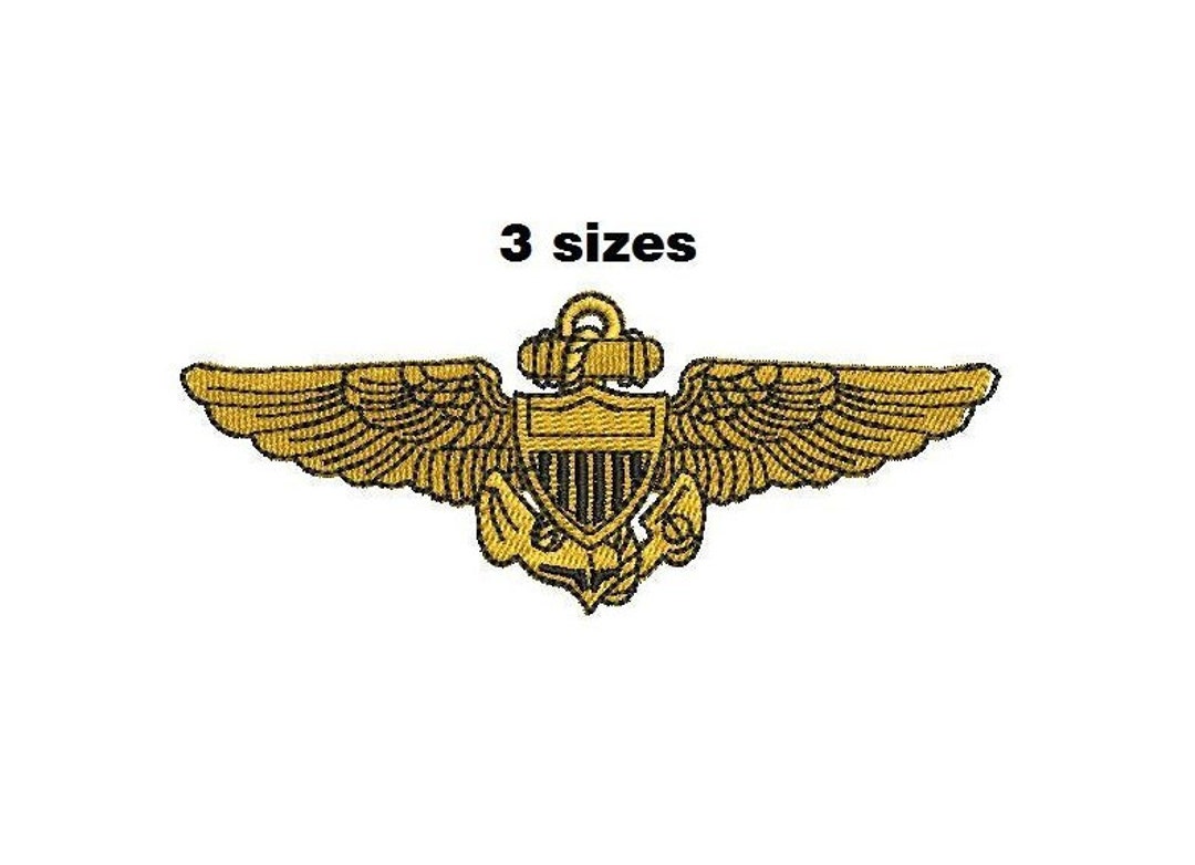 Aviator Wings Digitized Filled Machine Embroidery Design Digital ...