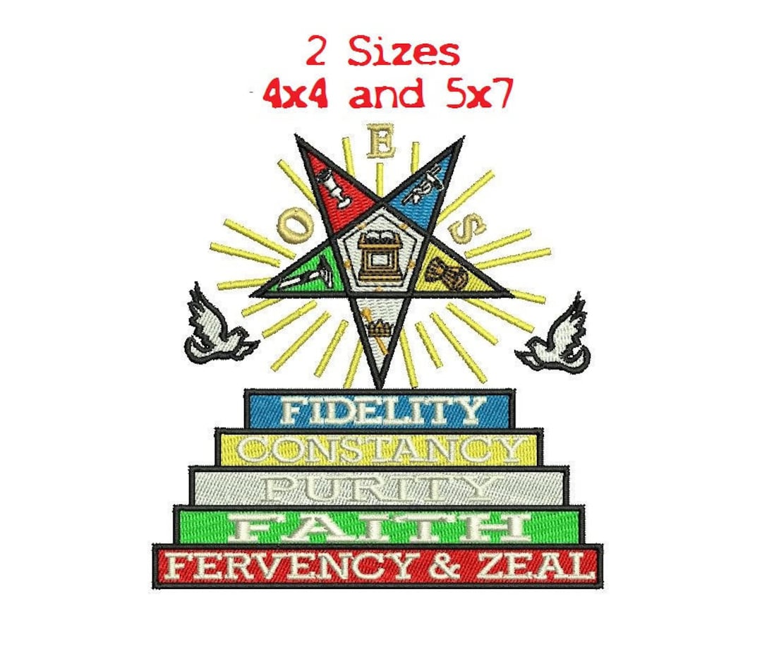OES Eastern Star 2sizes Digitized Filled Machine Embroidery Design ...