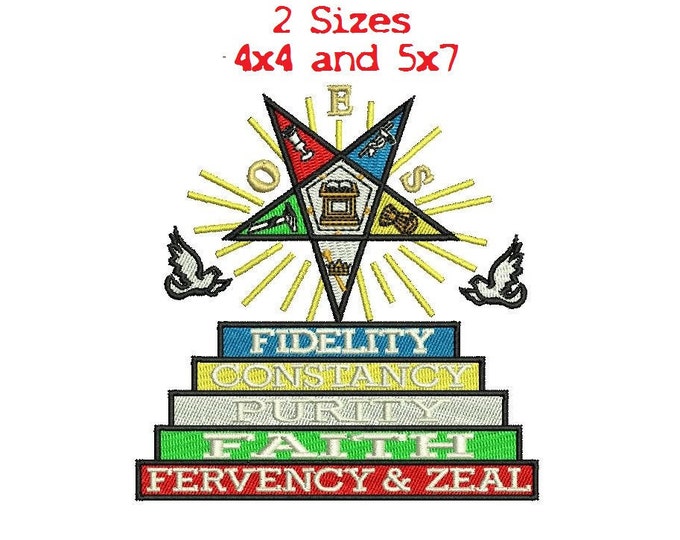 OES Eastern Star 2sizes Digitized Filled Machine Embroidery - Etsy