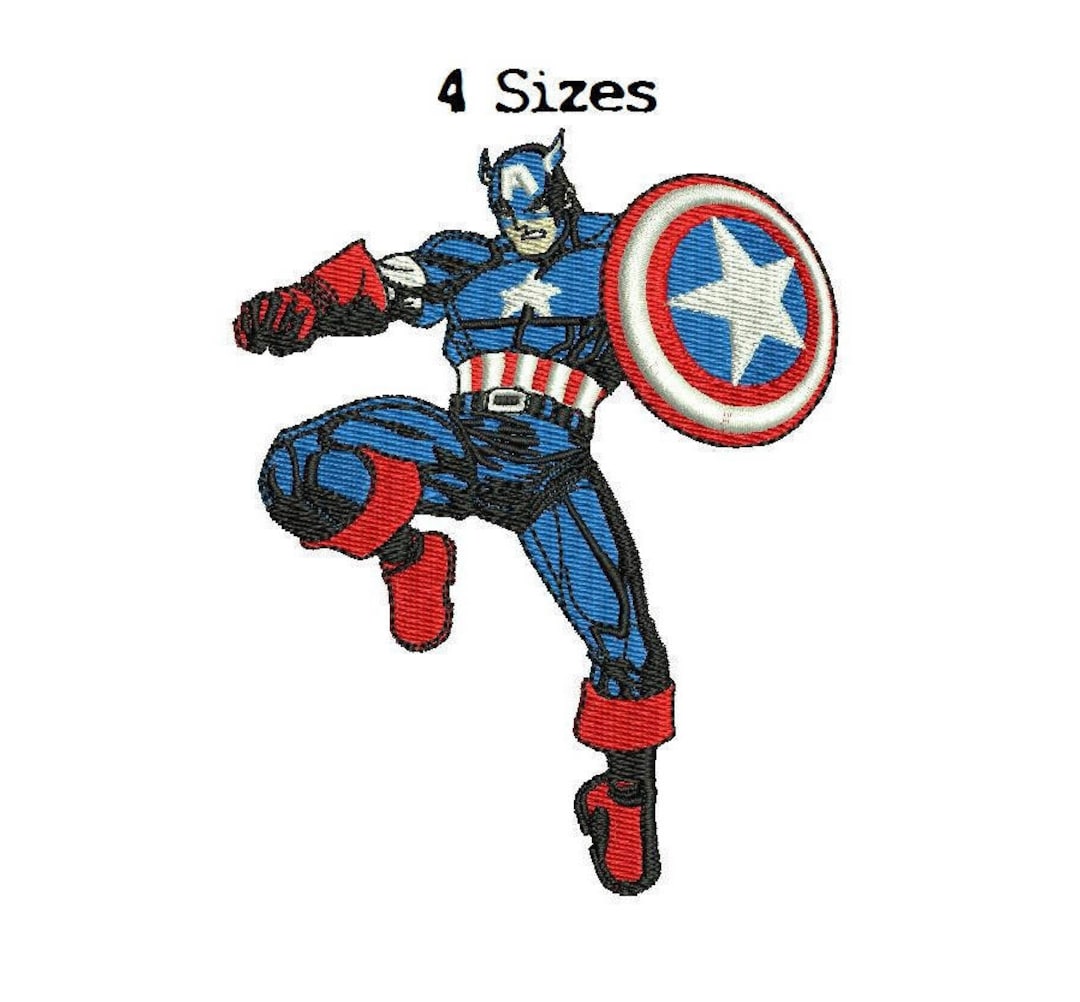 Captain America 4sizes Digitized Filled Machine Embroidery Design ...