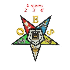 Eastern Star OES 4sizes Digitized Filled Machine Embroidery Design ...
