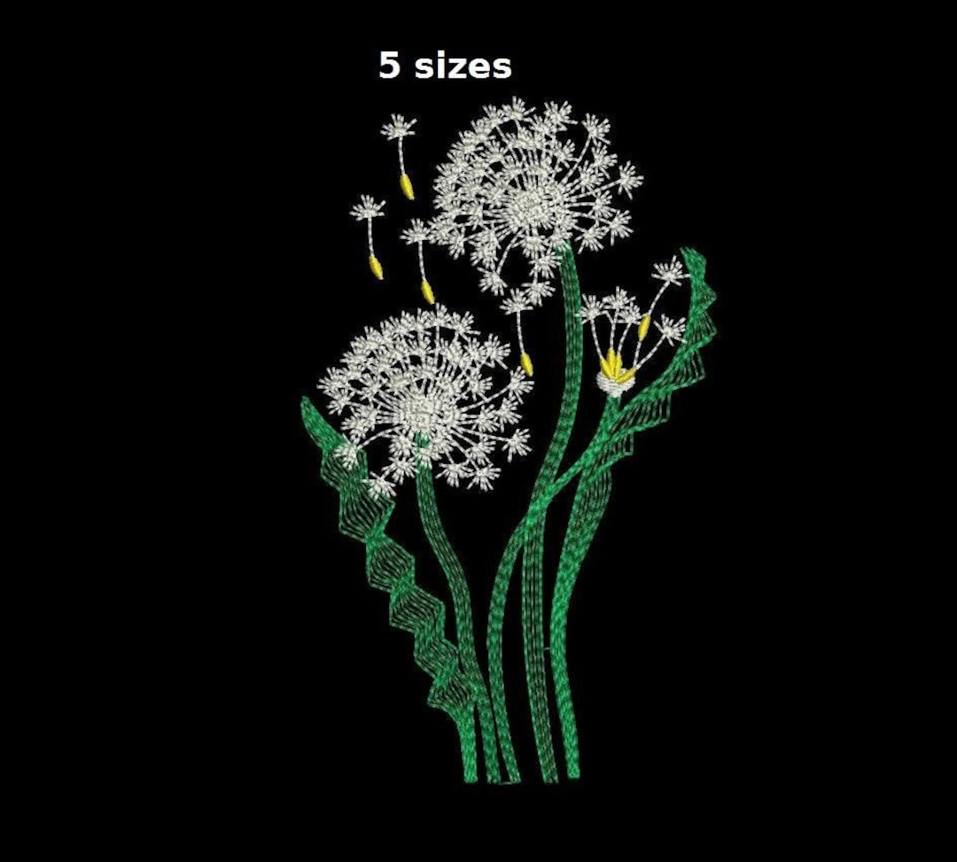 Dandelions 5sizes Digitized Machine Embroidery Design Digital Download ...