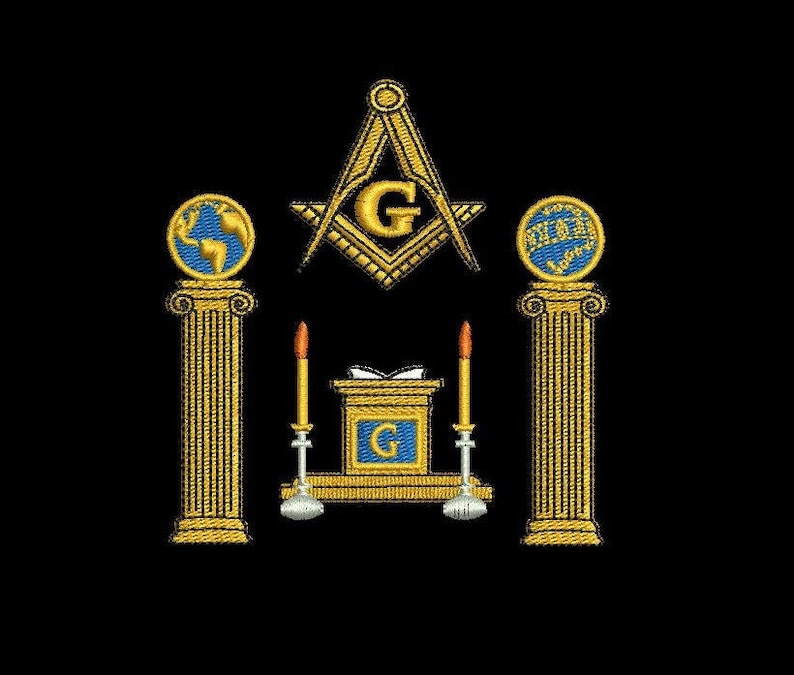 Masonic Compass Altar Pillars 4sizes Digitized Filled Machine ...