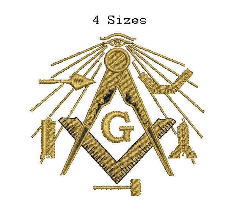 Masonic Compass and Symbols 4sizes Digitized Filled Machine Embroidery ...