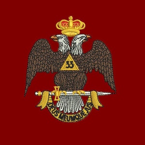 Scottish Rite 33 Wings Down 3sizes Digitized Filled Machine Embroidery ...