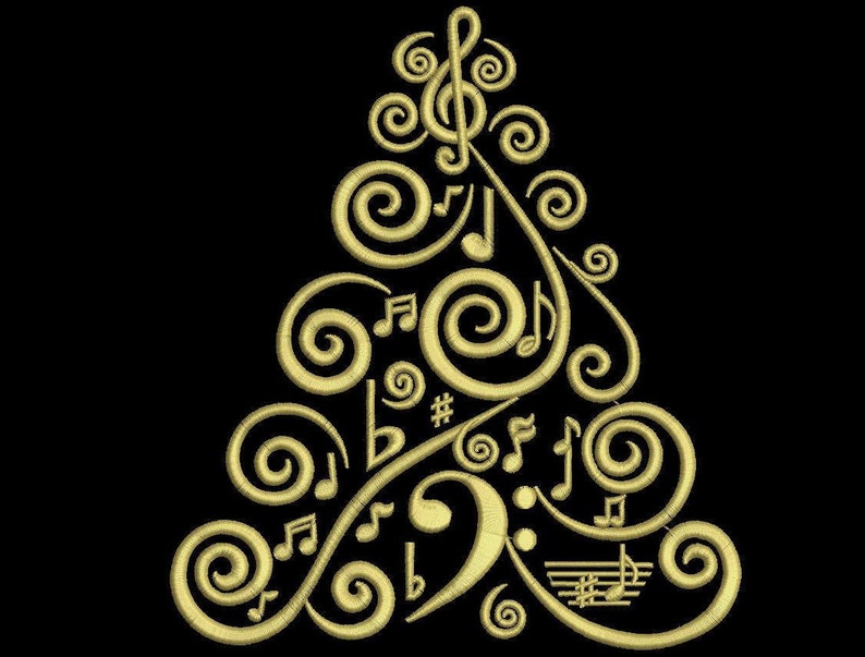 Christmas Tree With Music Notes 3 Sizes Digitized Filled - Etsy